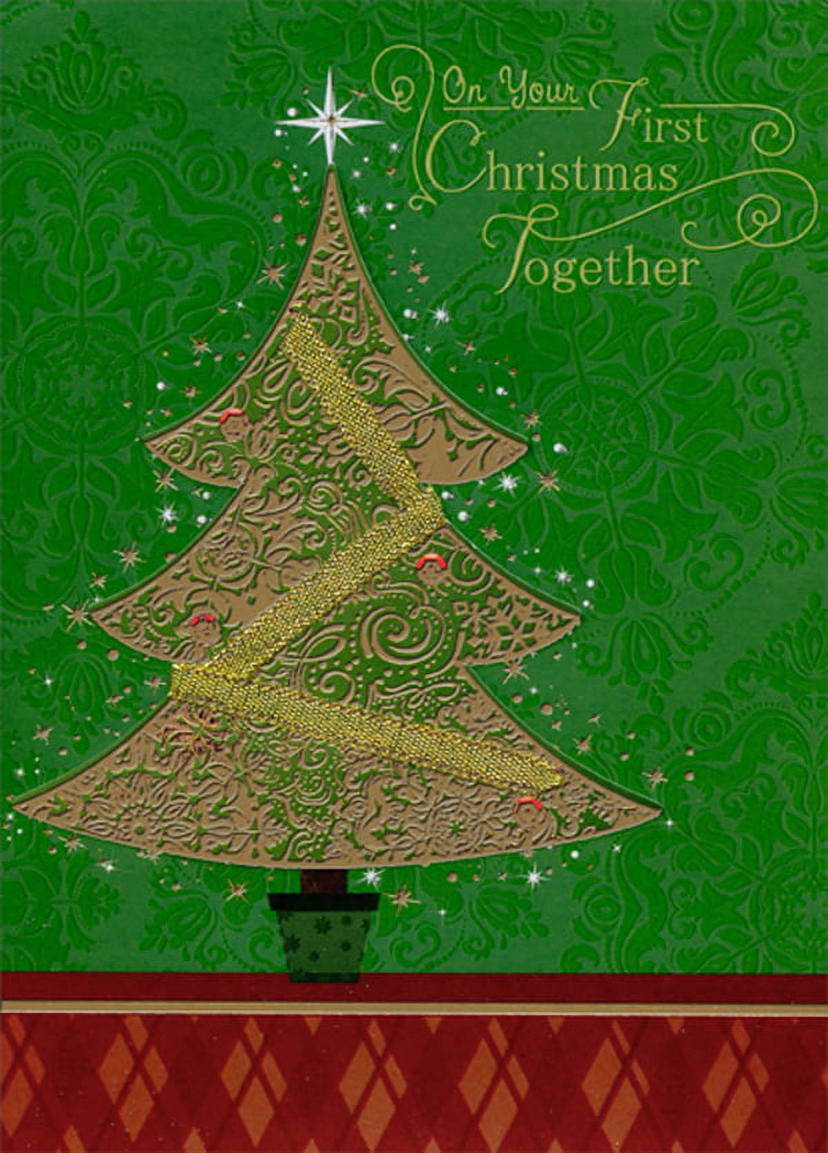 Designer Greetings Gold Foil 3D Tip On Tree, Gold Ribbon, Red Sequins ...