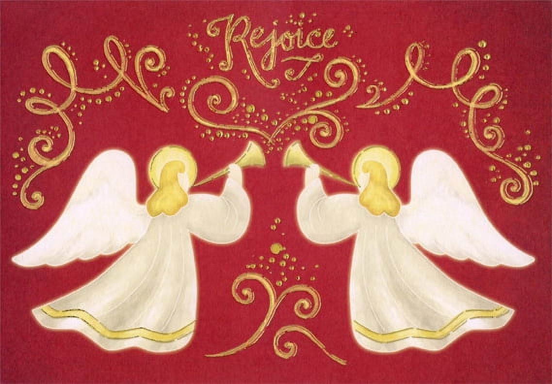 Designer Greetings Gold Foil Angels on Red Box of 18 Religious ...