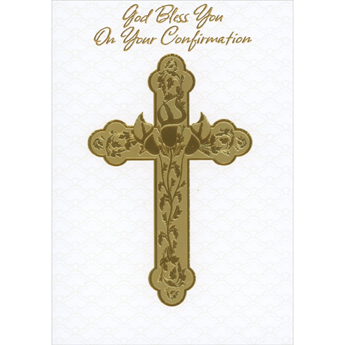Designer Greetings Gold Foil Cross with Gold Foil Cala Lilies and Vines ...