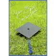 Designer Greetings Grad Cap and Blue Tassel on Grass Photo with Silver ...