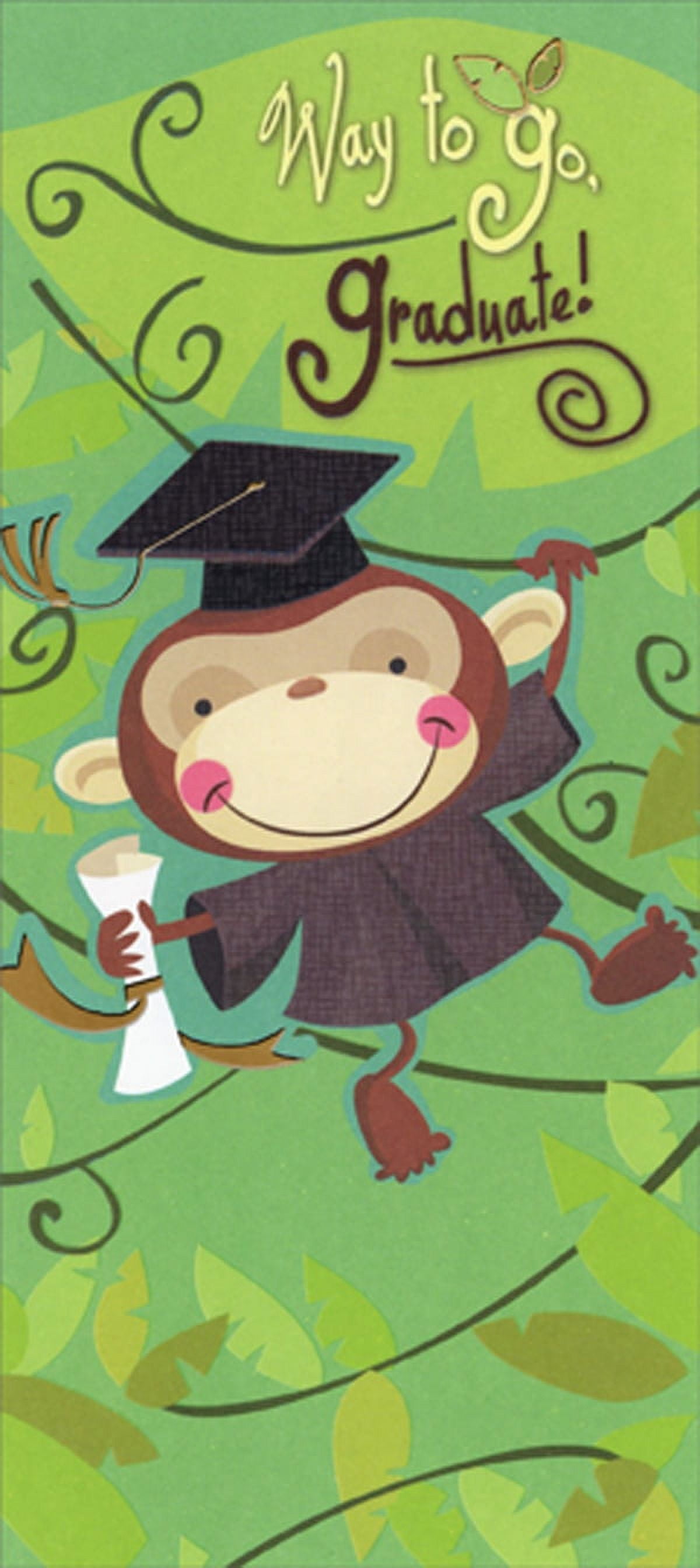 Designer Greetings Grad Monkey Swinging from Vines Juvenile Money ...