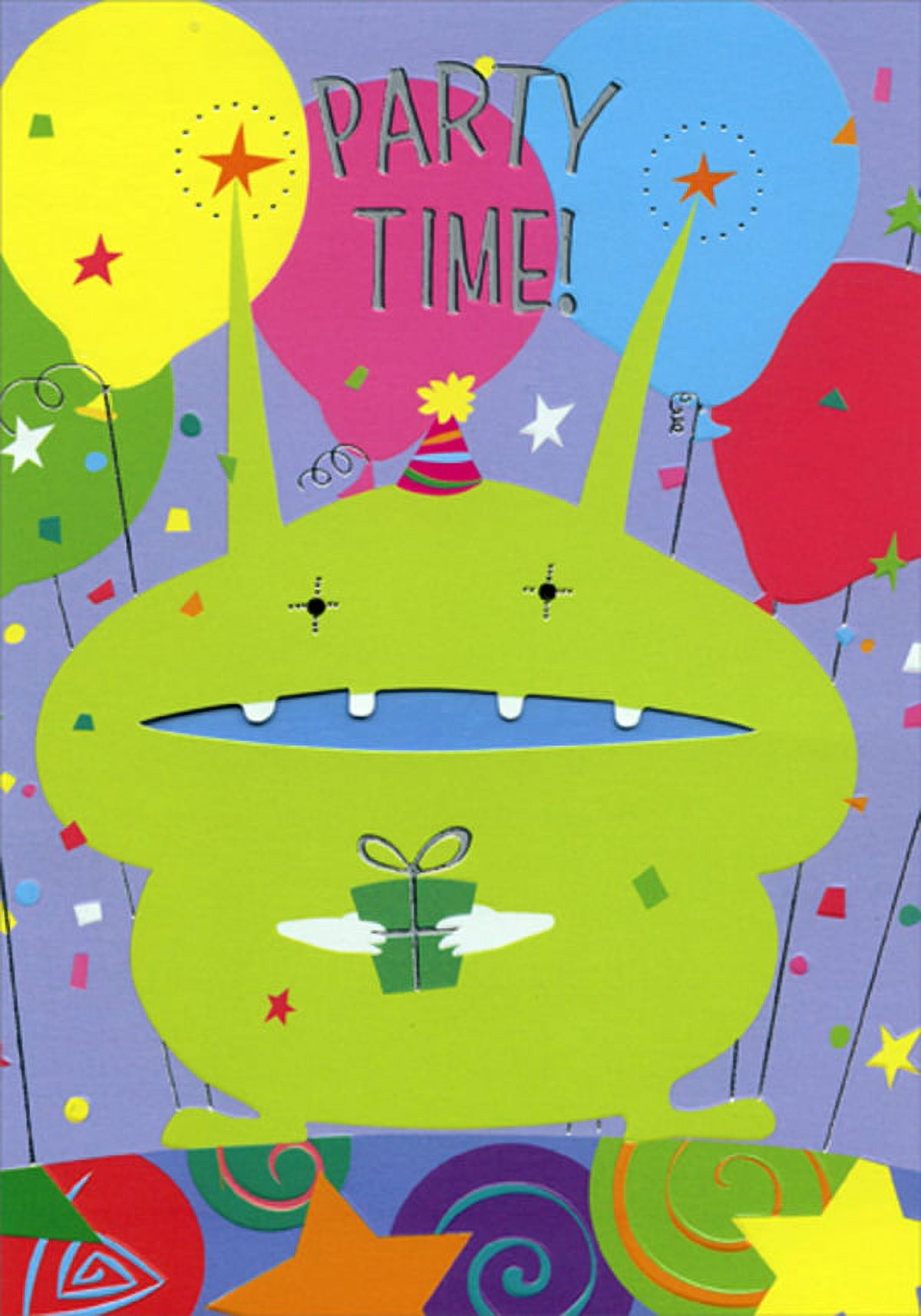 Designer Greetings Green Alien with Die Cut Window Mouth Juvenile ...