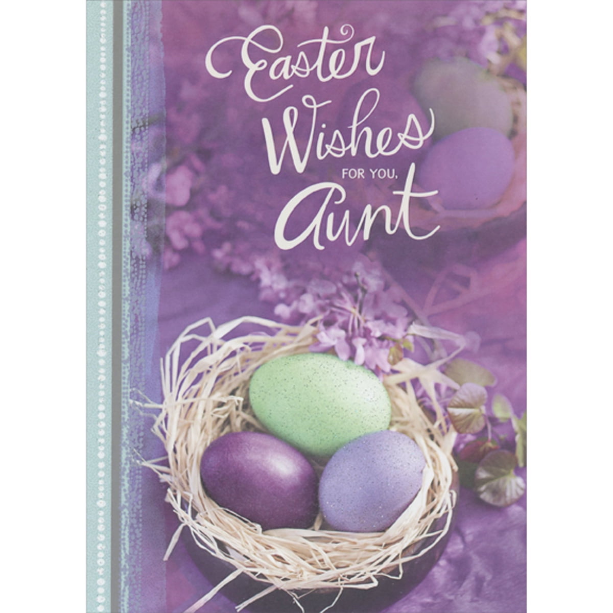 Designer Greetings Green and Purple Eggs in Nest Photo with Mint Green ...