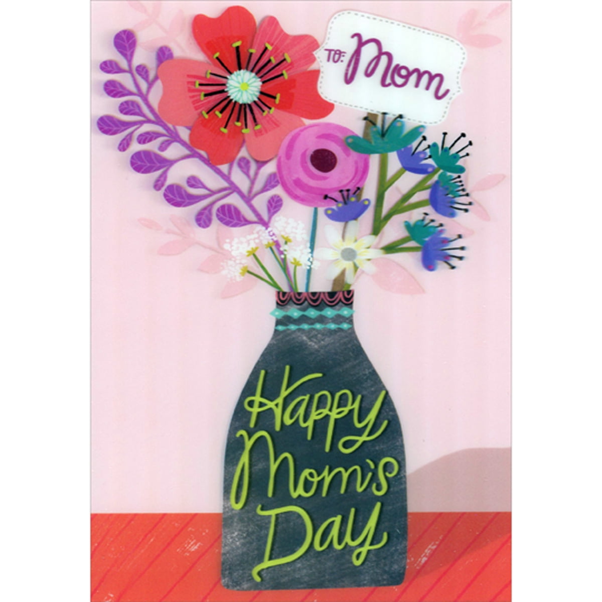 Designer Greetings Happy Mom's Day Vase with Red, Pink and Blue Flowers ...