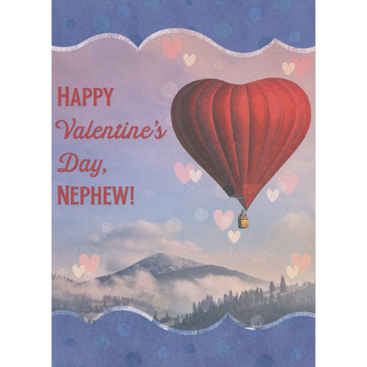 Designer Greetings Heart Shaped Hot Air Balloon Over Cloudy Mountain ...