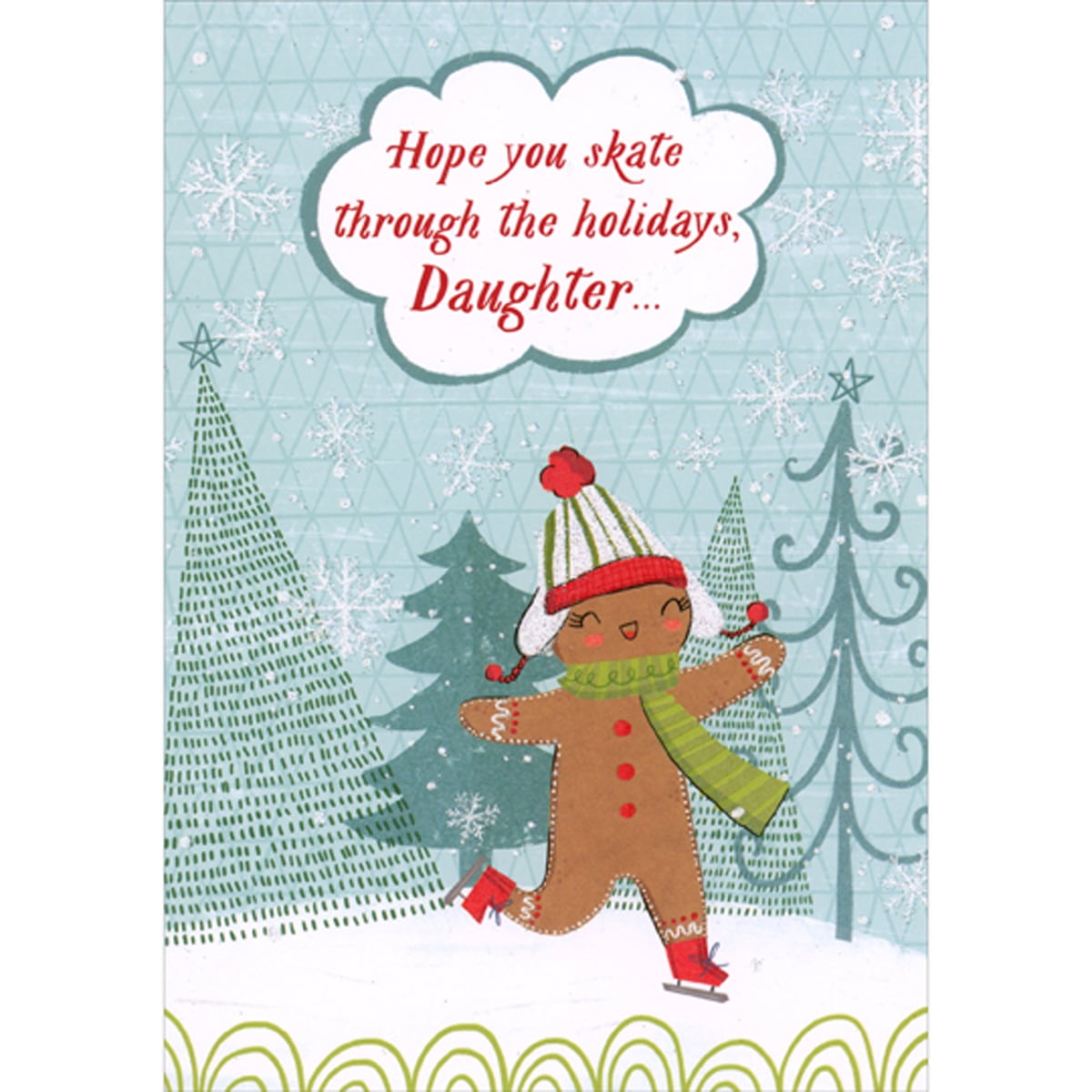Designer Greetings Ice Skating Gingerbread Girl Juvenile Christmas Card ...