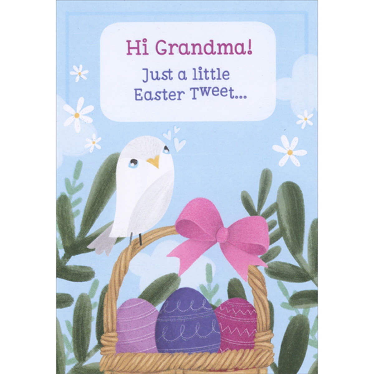 Designer Greetings Just a Little Tweet: White and Gray Bird on Basket ...