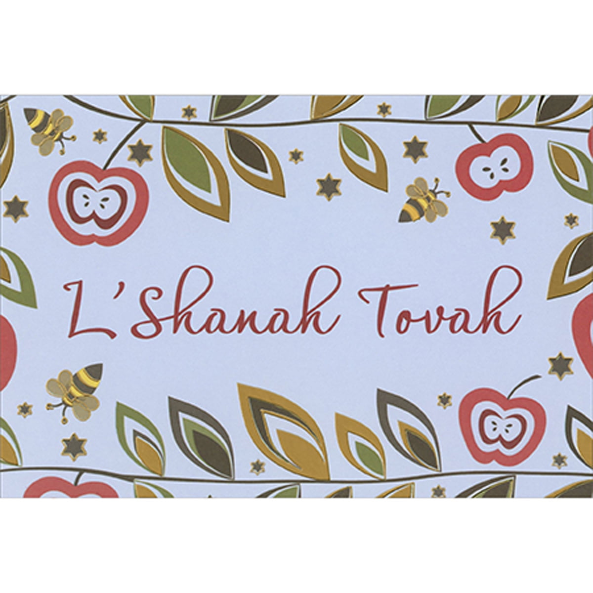Designer Greetings L'Shanah Tovah: Gold Foil Leaves and Bees on Light ...