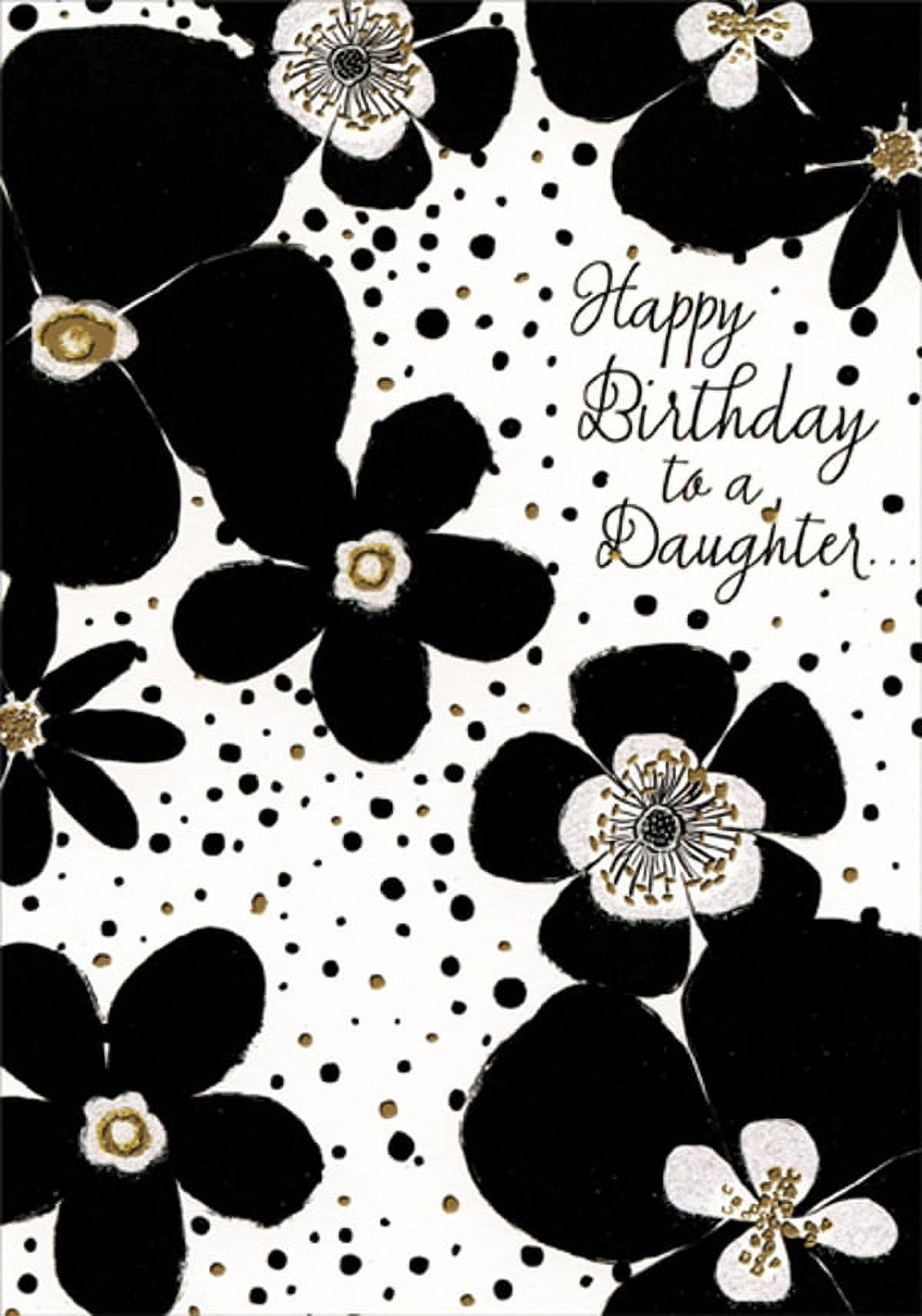 Designer Greetings Large Black and White Flowers with Gold Foil Accents ...