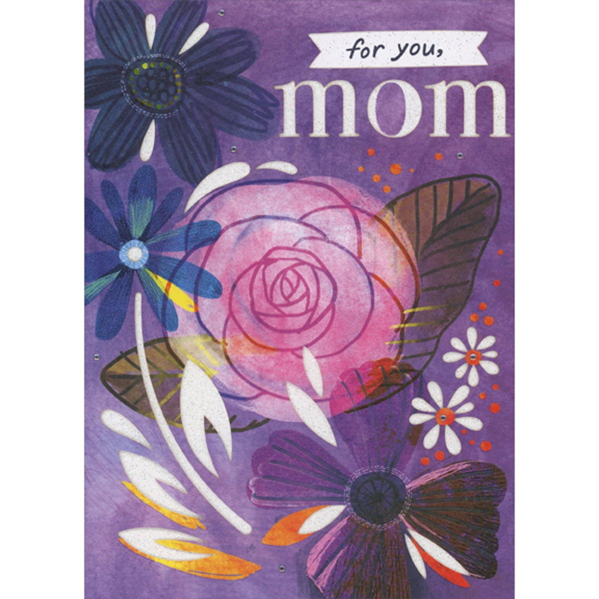 Designer Greetings Large Pink Flower and Sparkling White Die Cut ...
