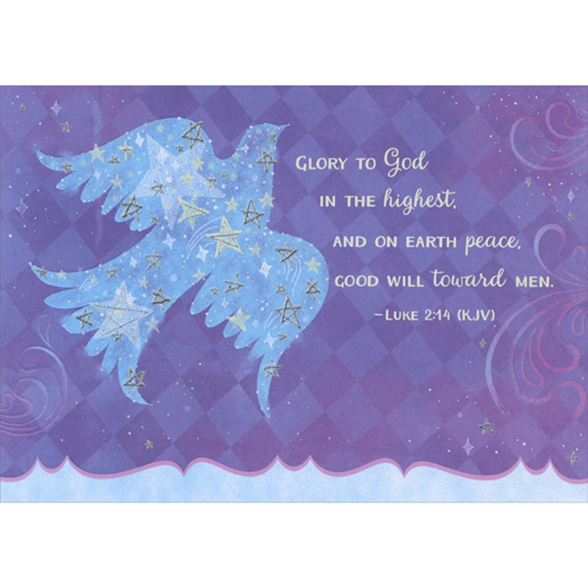 Designer Greetings Light Blue Dove with Sparkling Stars on Purple ...