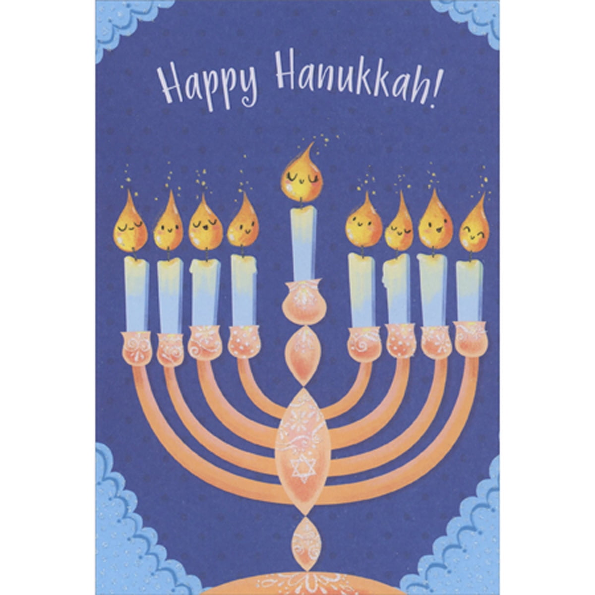Designer Greetings Light Orange Menorah, Blue Candles and Smiley Face ...