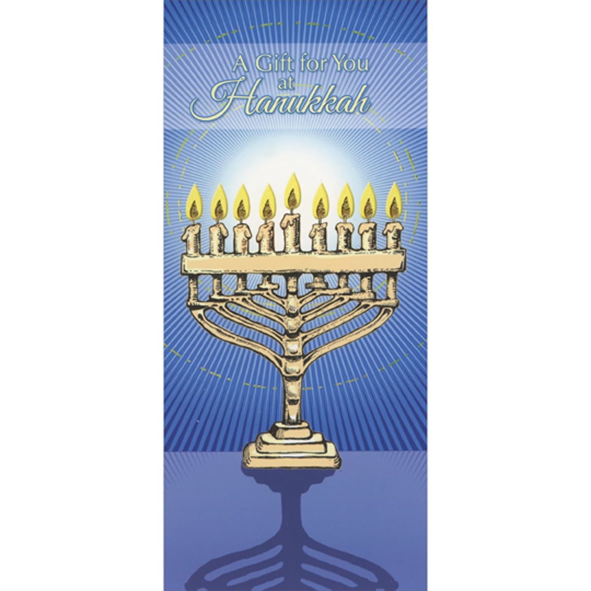 Designer Greetings Lit Menorah with Blue Starburst Background Hanukkah ...