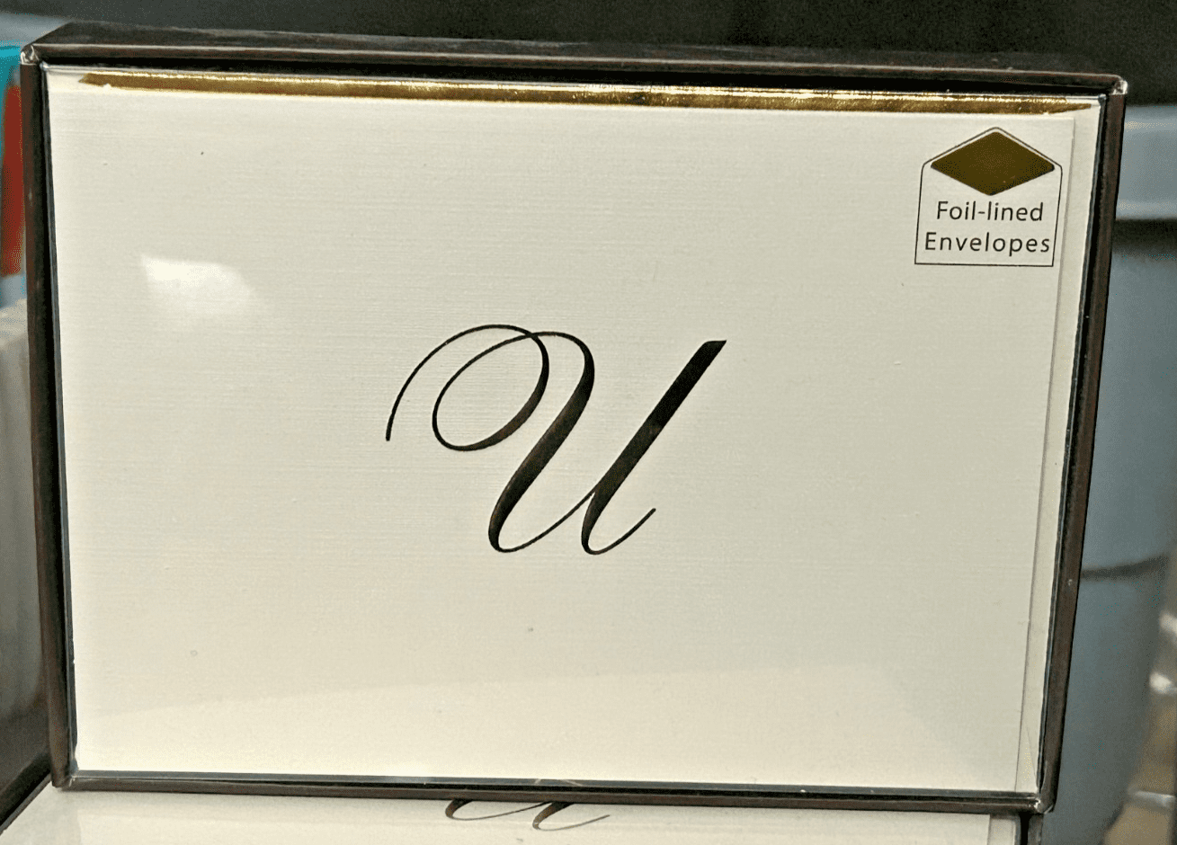 Designer Greetings Monogram "U" Boxed Notecards W/Gold Foil Envelopes ...