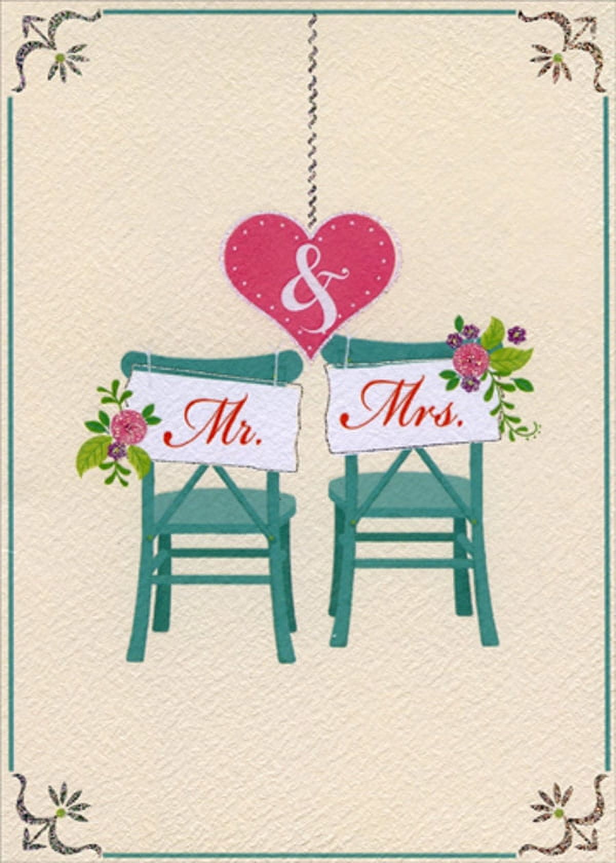 Designer Greetings Mr. and Mrs. Signs on Blue Chairs Wedding ...