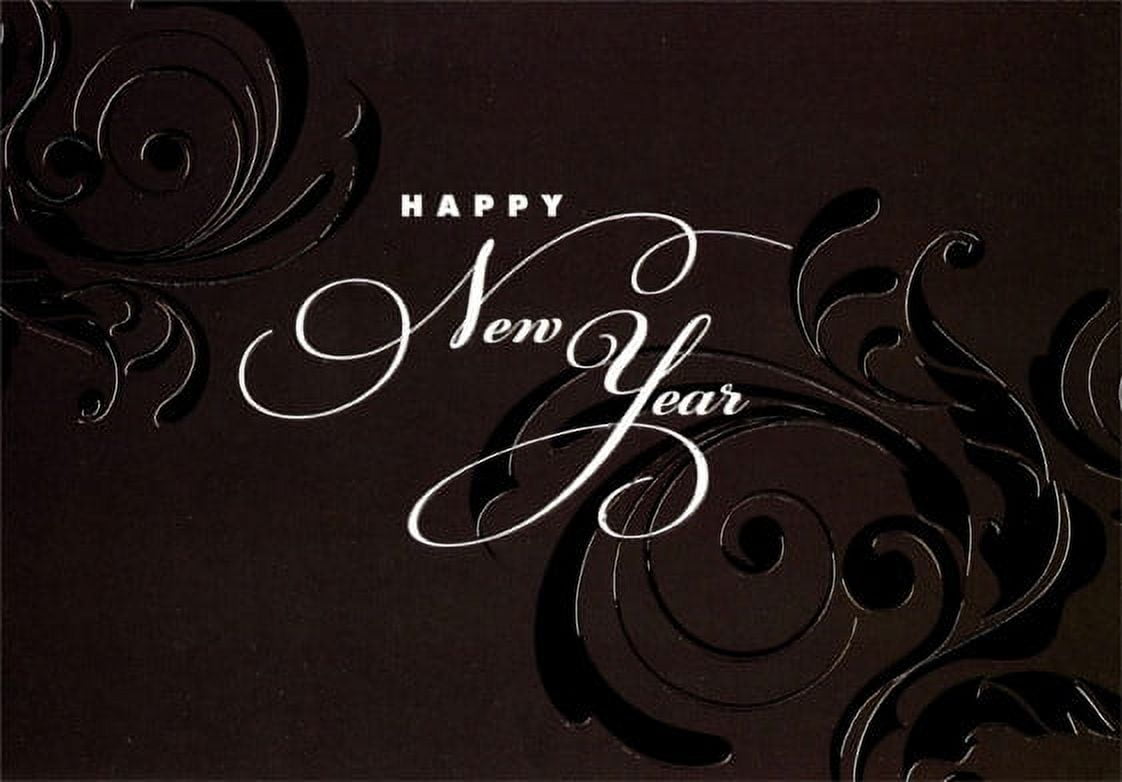 Designer Greetings Happy New Year Swirls Holiday Greeting Card Pack ...