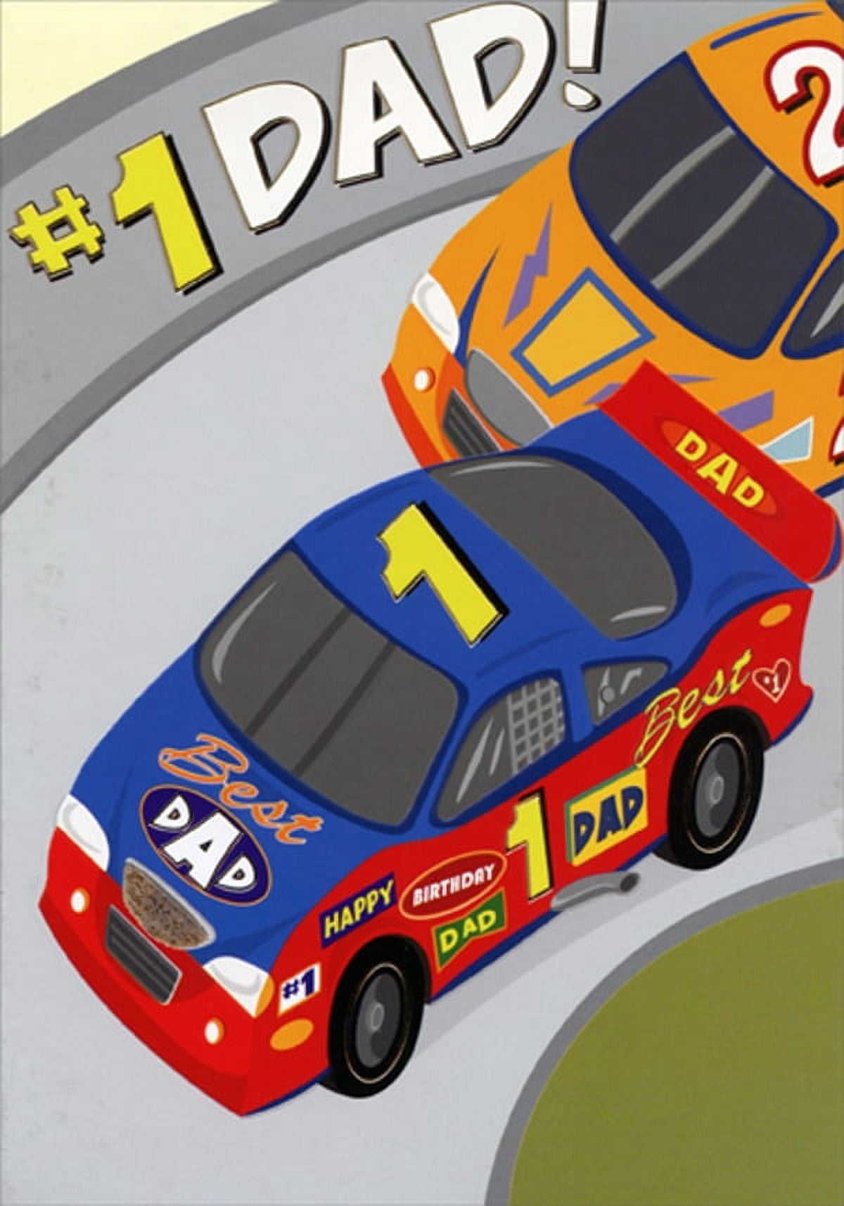 Designer Greetings Number 1 Best Dad Race Car Juvenile Birthday Card ...
