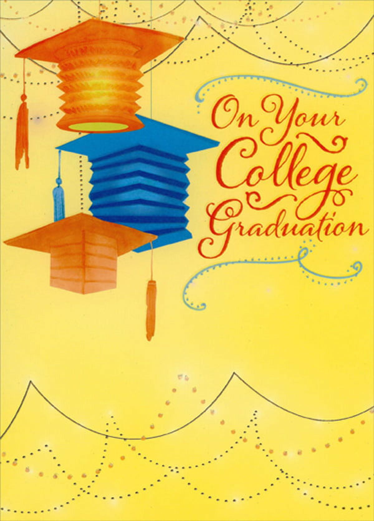 Designer Greetings Orange and Blue Grad Cap Paper Lanterns College ...