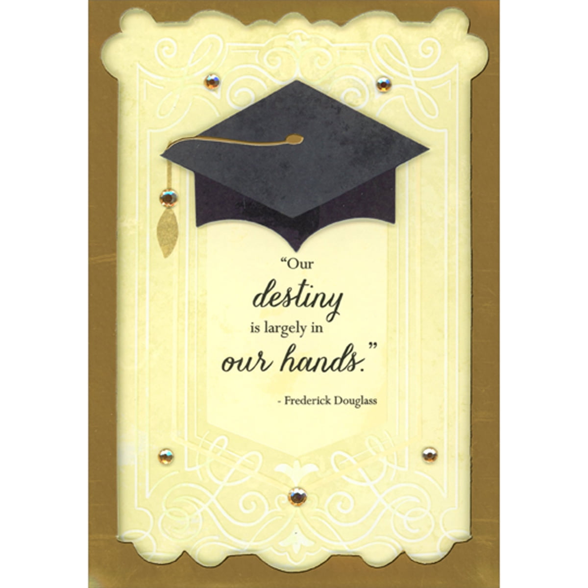 Designer Greetings Graduation Congrats Card: 3D Cap, Gems, Gold Foil ...
