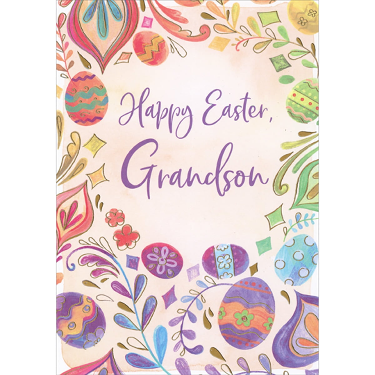 Designer Greetings Outer Border of Brightly Colored Eggs, Stems and ...