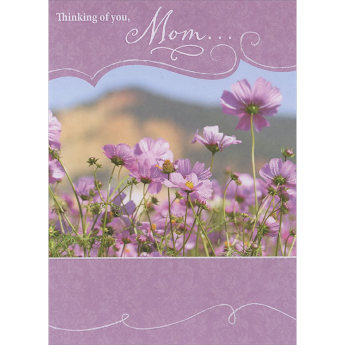 Designer Greetings Photo of Pink Flowers with Long Stems Inside Pink ...