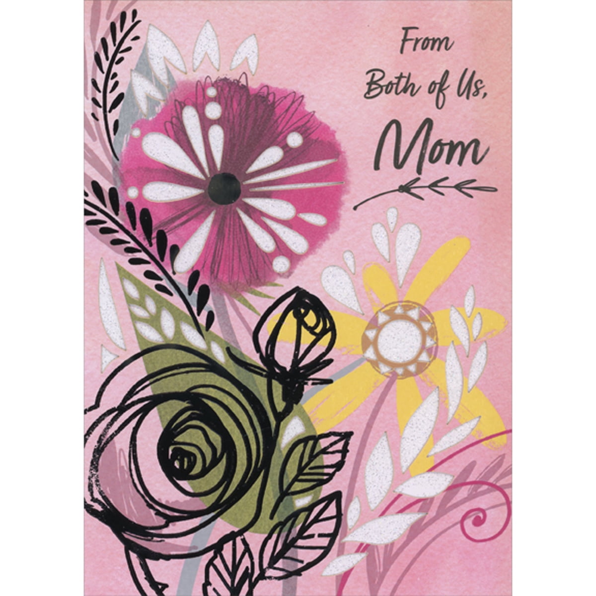 Designer Greetings Pink, Black and Yellow Flowers with Die Cut Windows ...