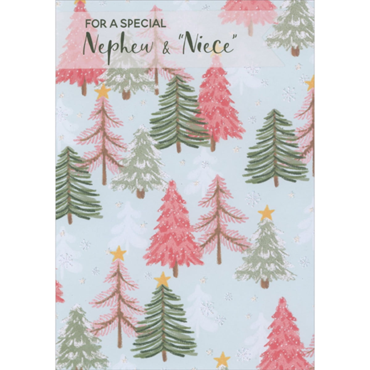 Designer Greetings Pink, Green and White Trees on Light Blue Christmas ...