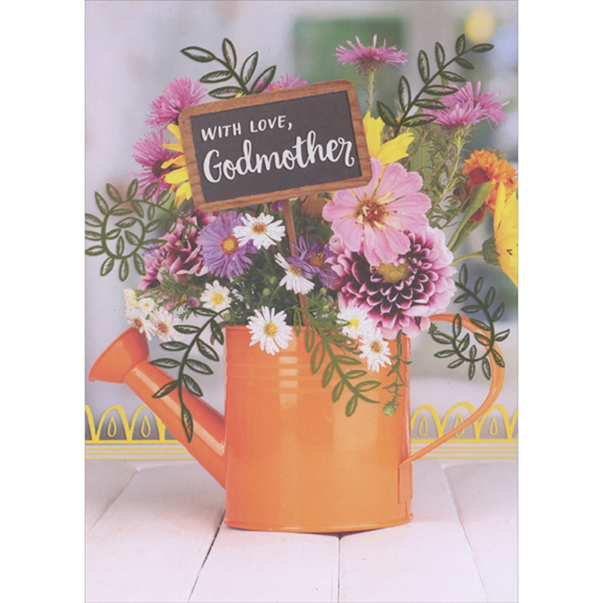 Designer Greetings Pink, White and Yellow Flowers in Orange Watering ...
