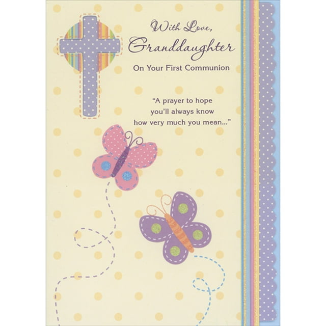 Designer Greetings Pink and Purple Butterflies and Die Cut Cross Window ...