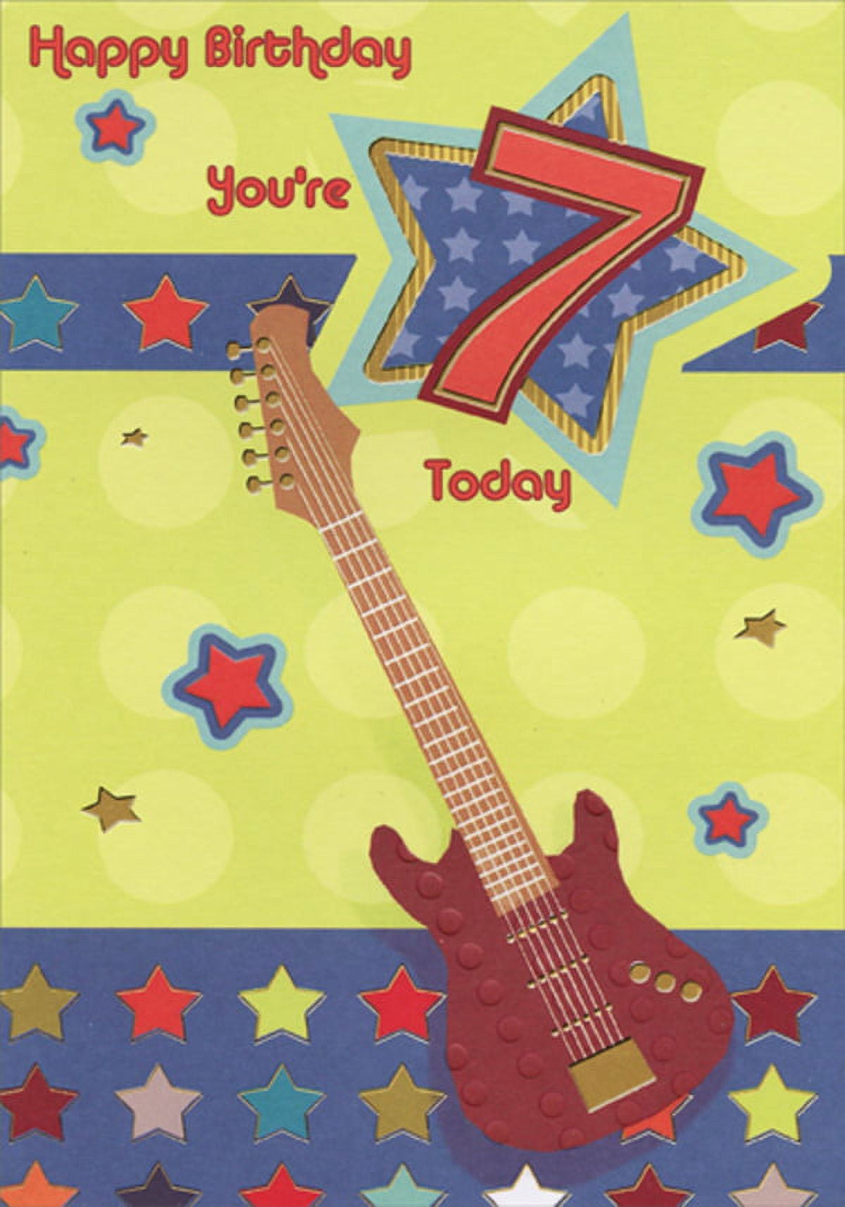 Designer Greetings Red Electric Guitar and Stars Age 7 / 7th Birthday ...