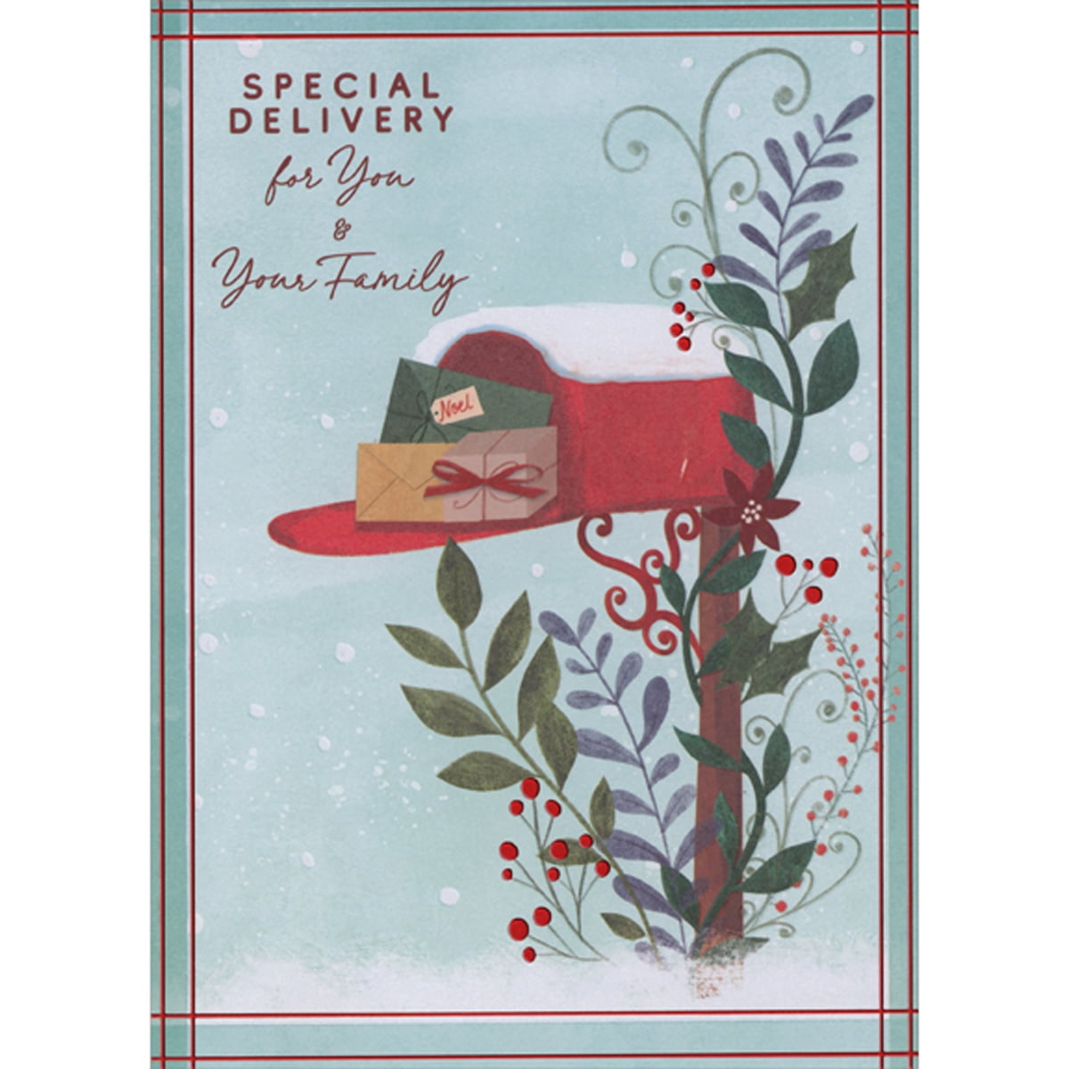 Designer Greetings Red Mailbox with Presents and Mail on Open Door ...
