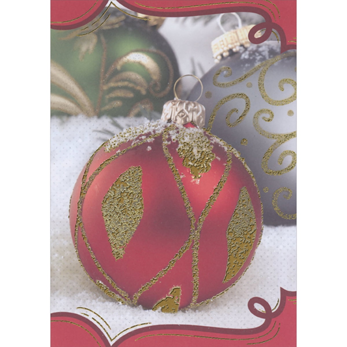 Designer Greetings Red and Silver Ornaments with Gold Foil Accents in ...