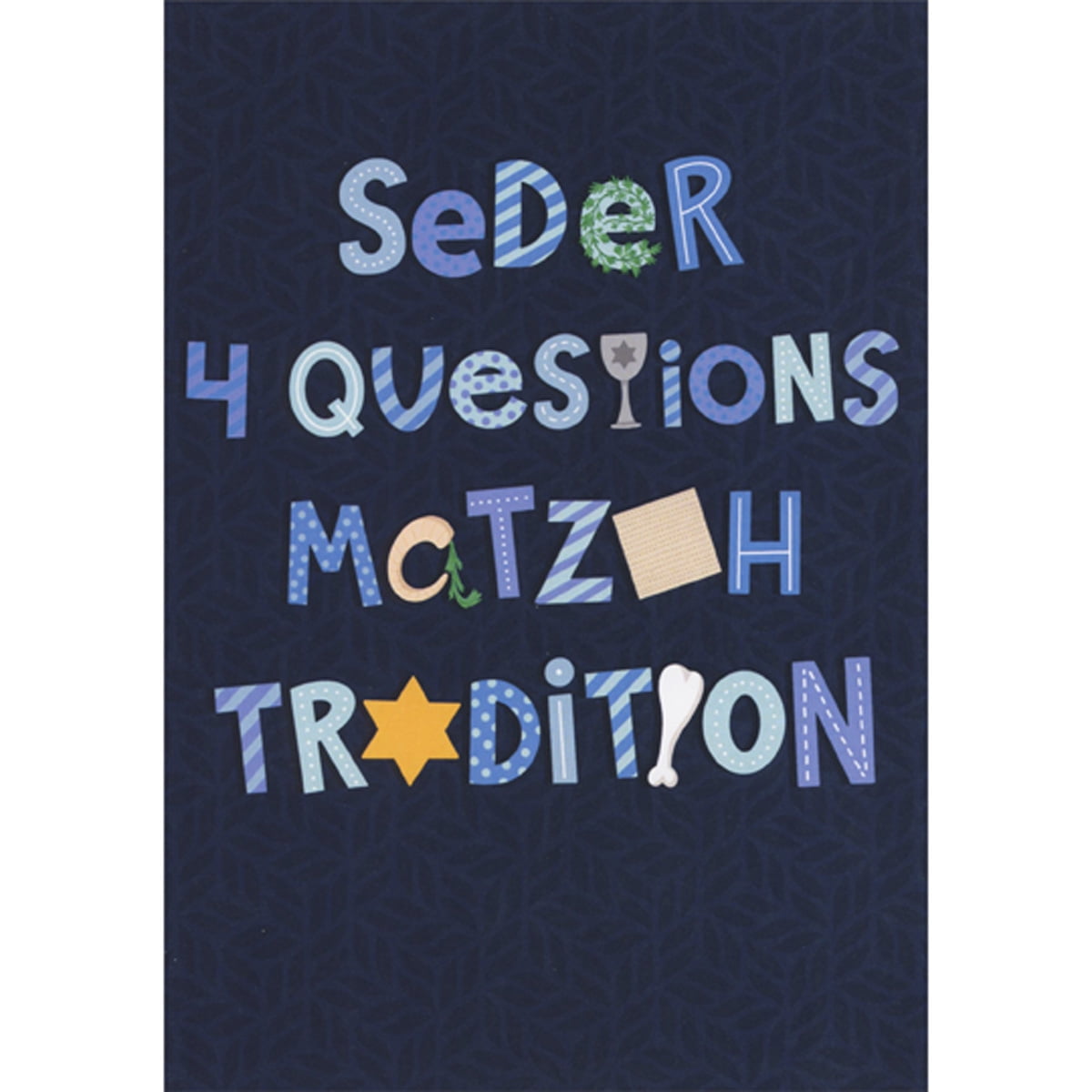 Designer Greetings Seder 4 Questions Matzah Tradition: Blue Letters on ...
