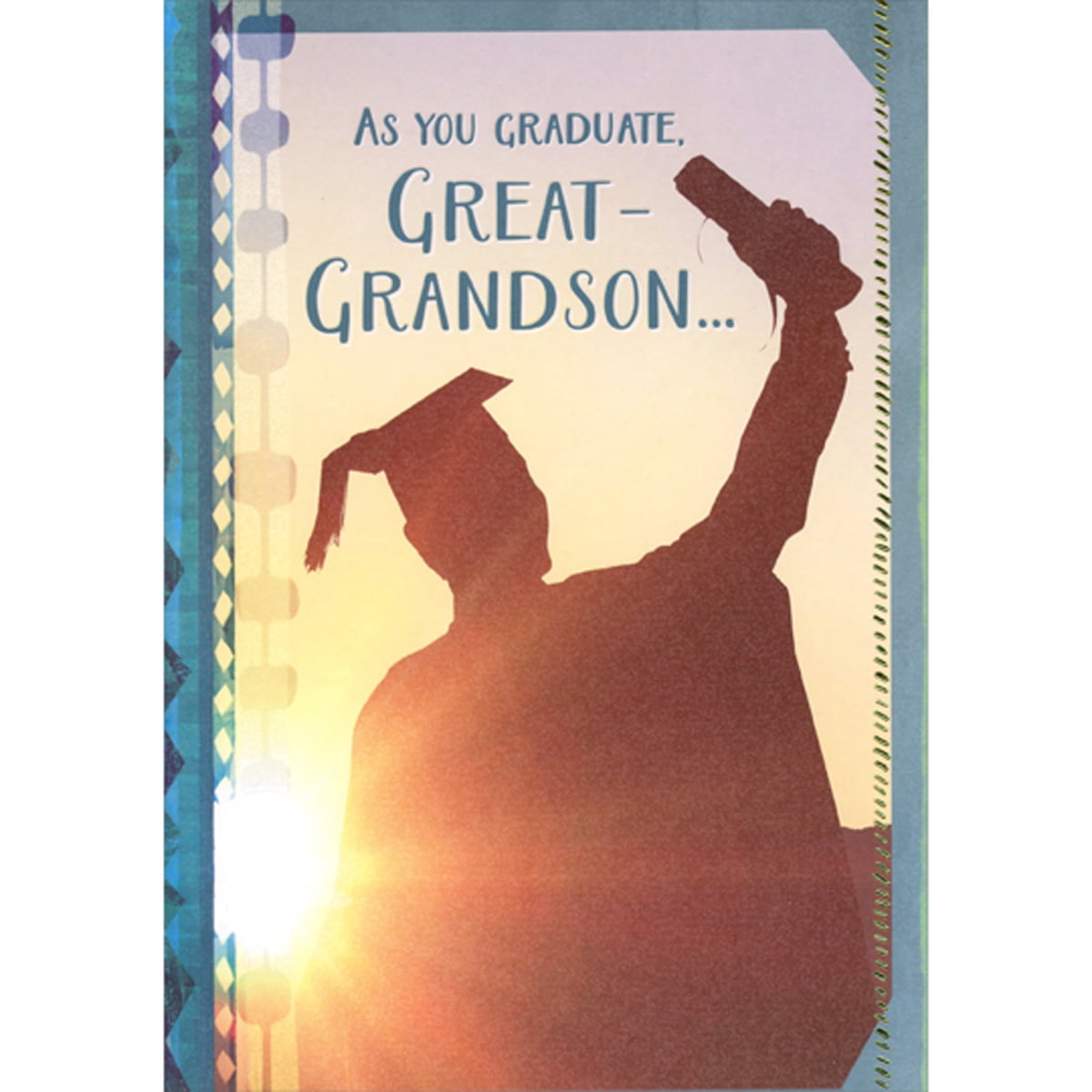 Designer Greetings Silhouette of Graduate Holding Diploma Up in Air ...