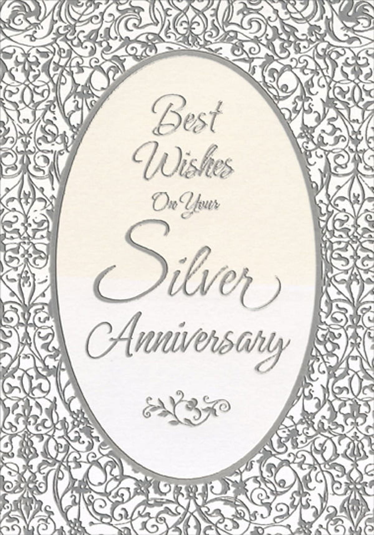Designer Greetings Silver Foil Script Inside Oval Frame and Foil Vines ...