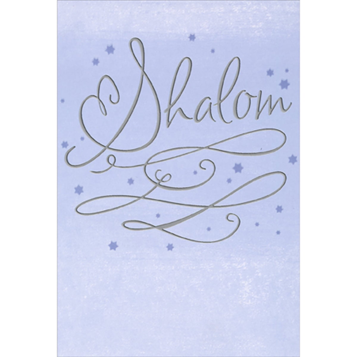 Designer Greetings Silver Foil Shalom Text on Blue Starry Background ...