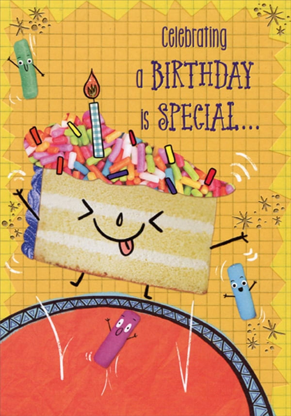 Designer Greetings Slice of Cake with Candy Toppings Juvenile : Kids ...