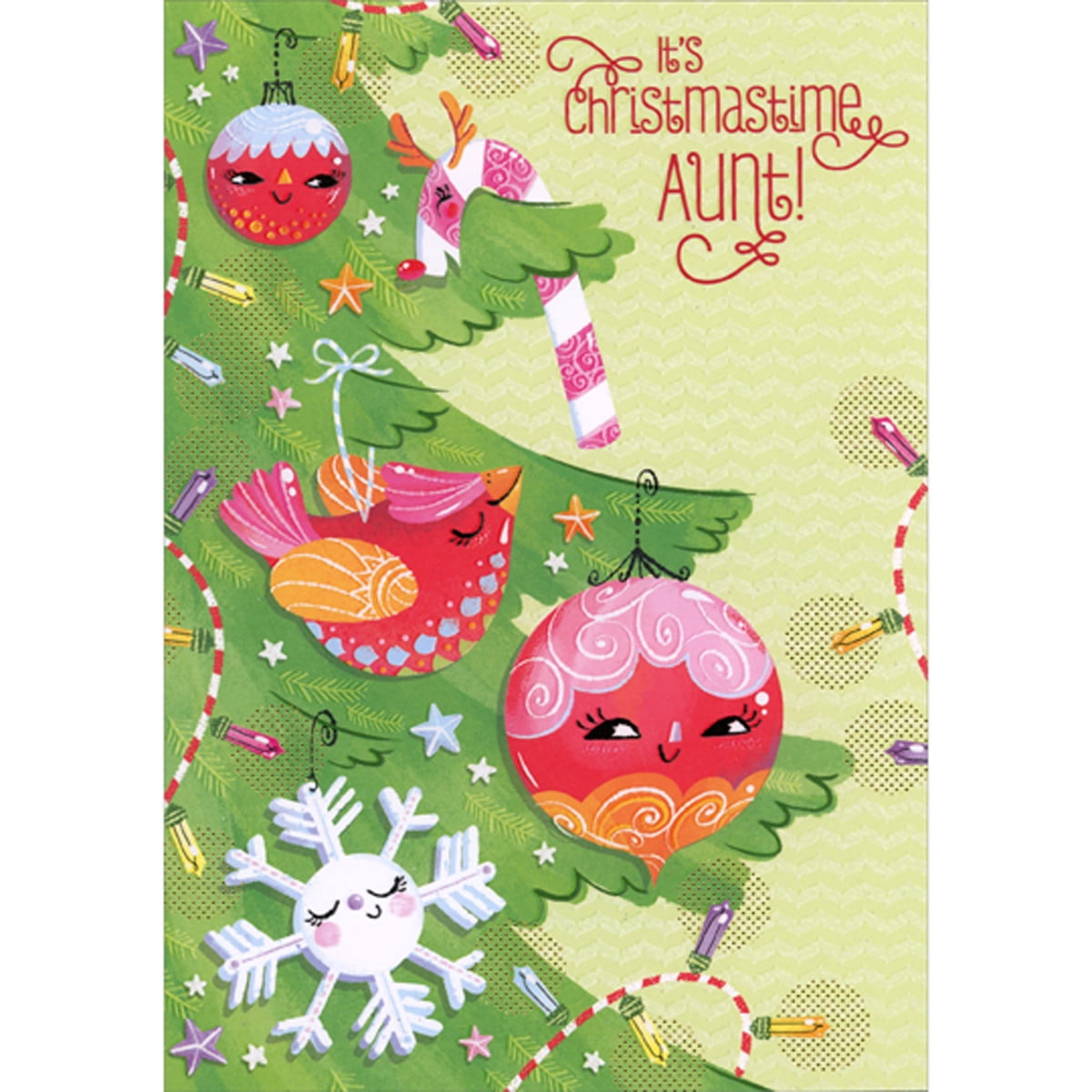 Designer Greetings Smiley Faced Candy Cane, Globe, Bird and Snowflake ...