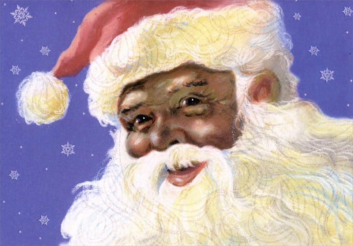 Designer Greetings Smiling Santa Christmas Cards, Glitter Embossed ...