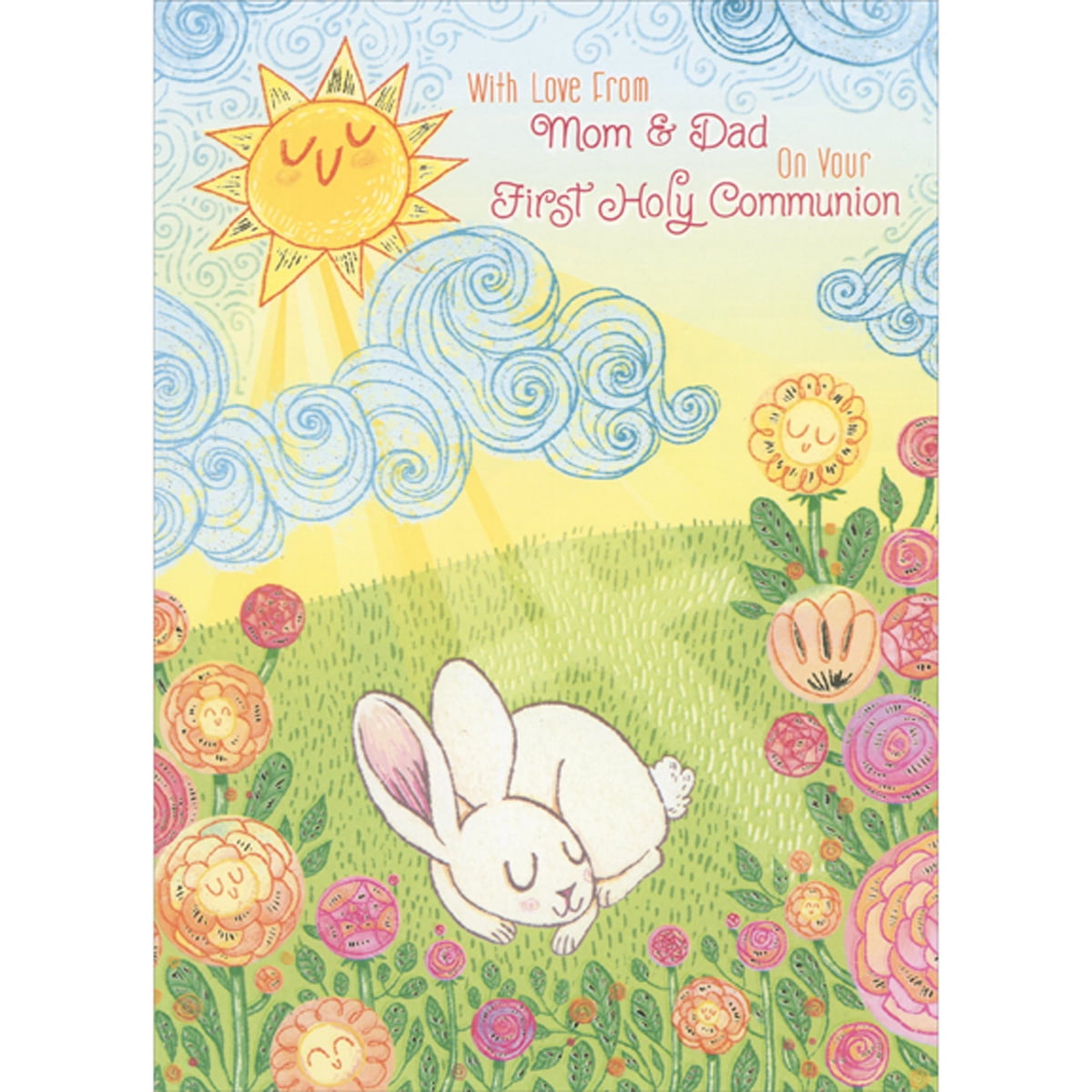 Designer Greetings Smiling Sun, Swirling Blue Sky and Sleeping Bunny in ...
