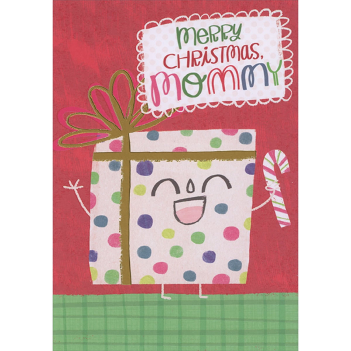Designer Greetings Smiling White Polka Dotted Gift Holding Striped ...