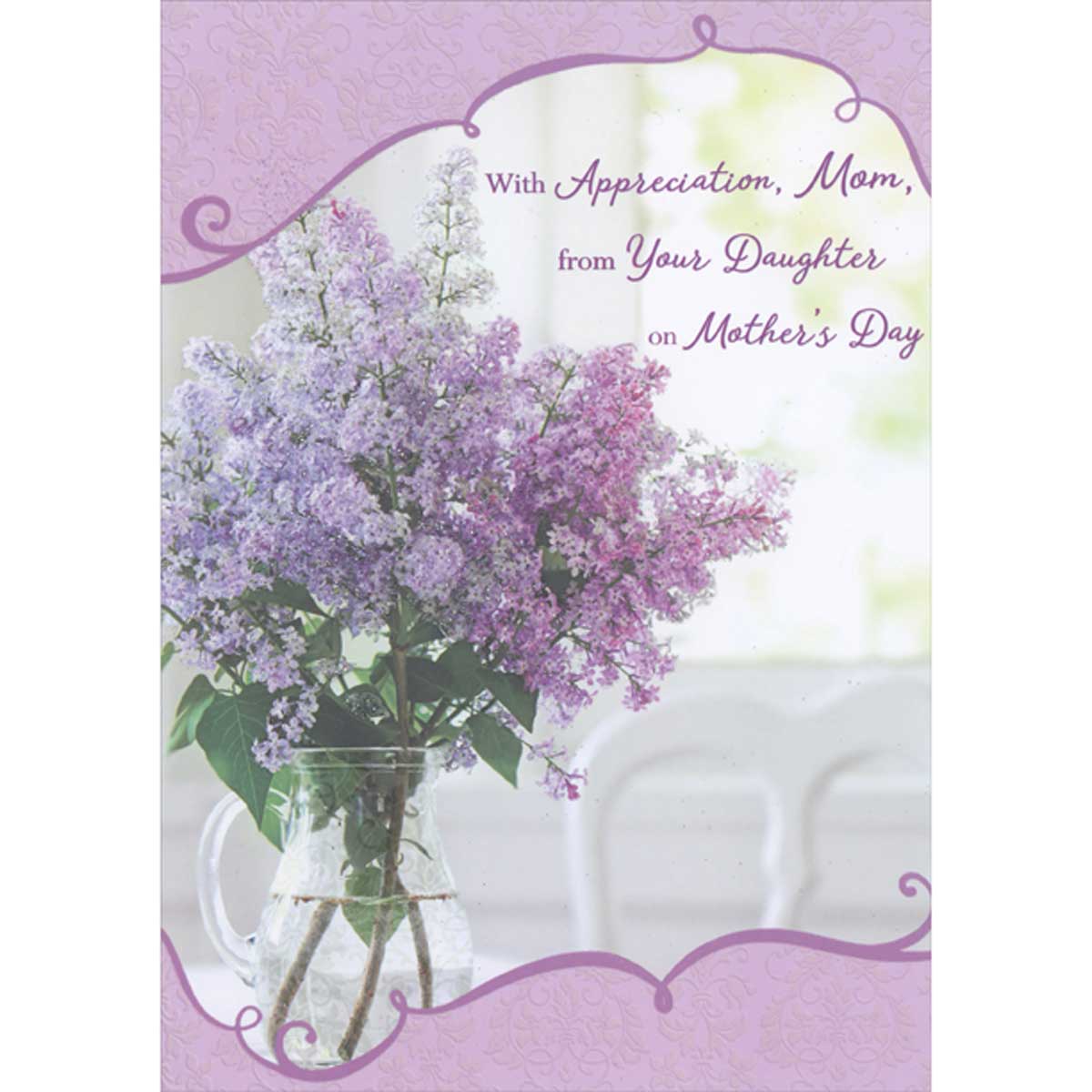 Designer Greetings Sparkling Pink, Purple and White Flowers in Glass ...