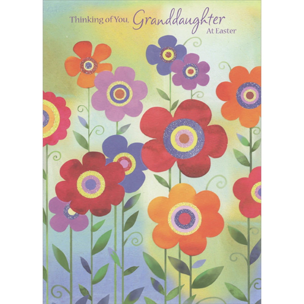 Designer Greetings Sparkling Red, Orange and Purple Flowers on Tall ...