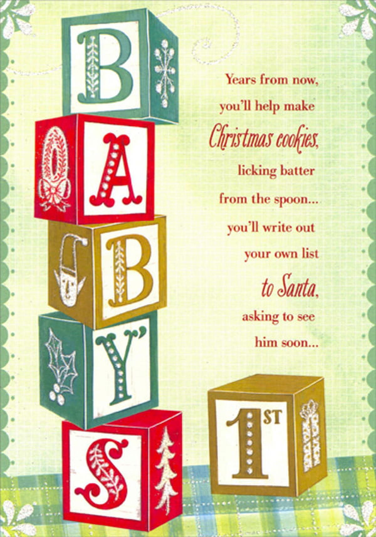 Designer Greetings Holiday Card: Baby's 1st Christmas, Blue, Red and ...