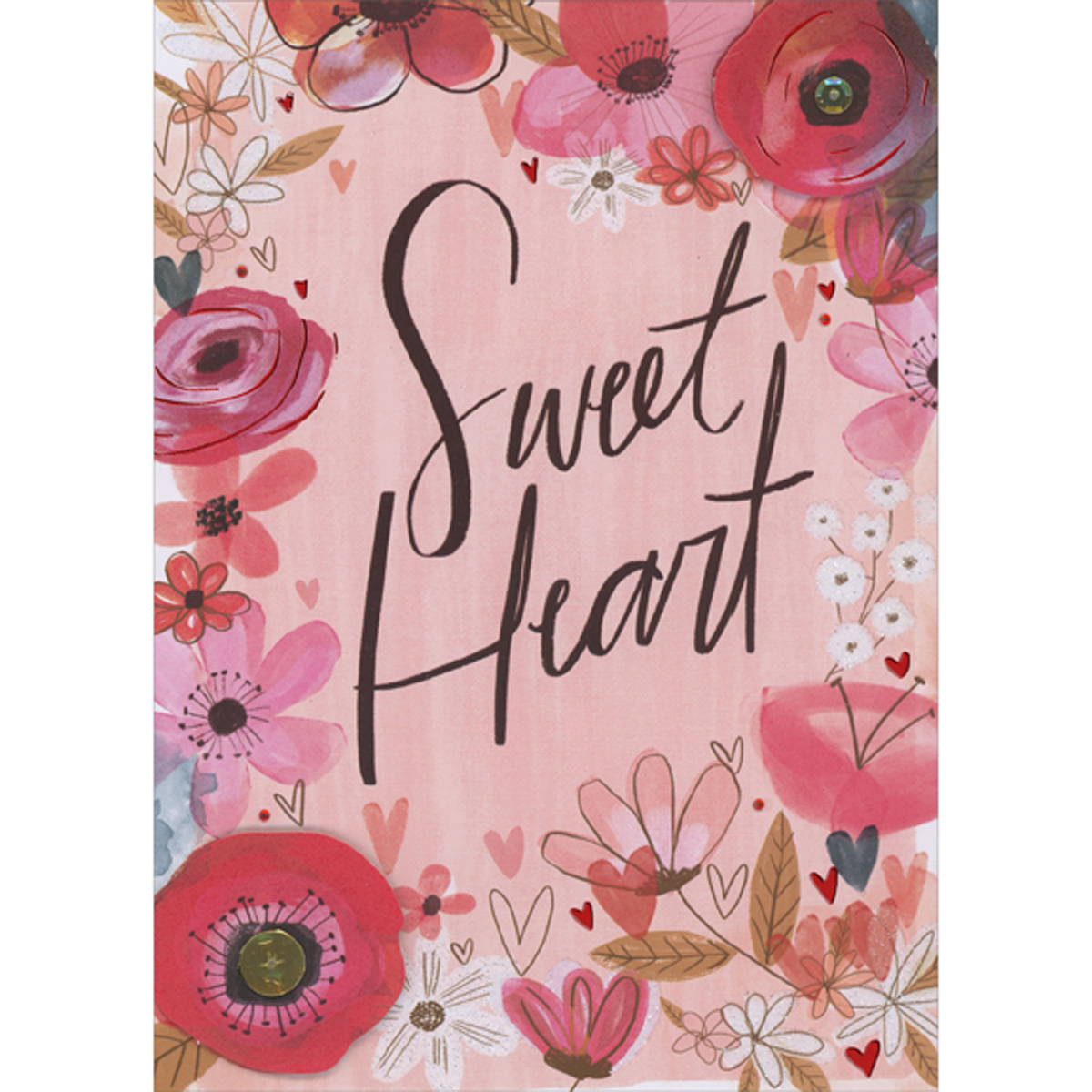 Designer Greetings Sweet Heart: Die Cut 3D Red Flowers in Corners, Red ...