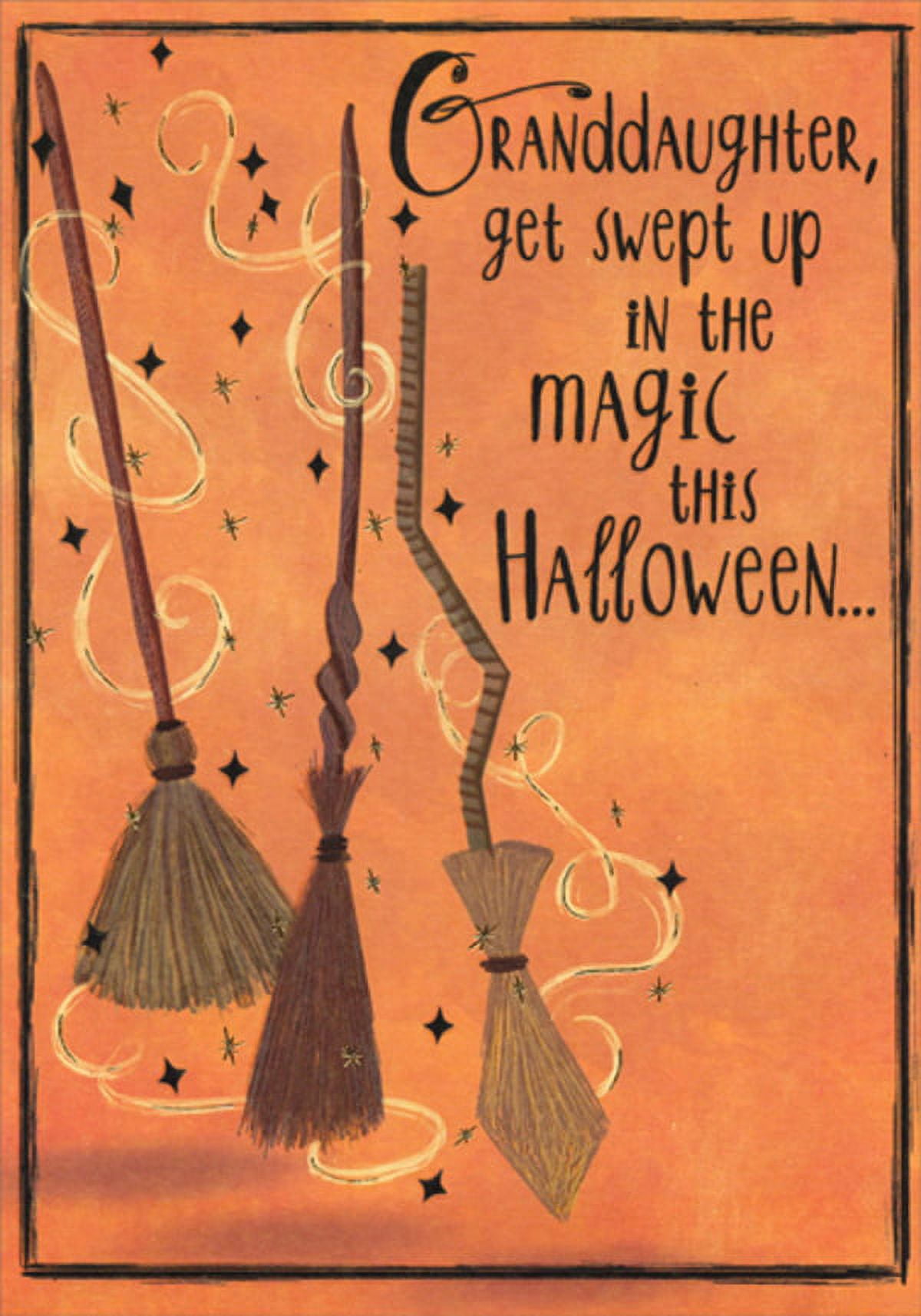 Designer Greetings Swept Up in Magic : 3 Brooms Juvenile Halloween Card ...