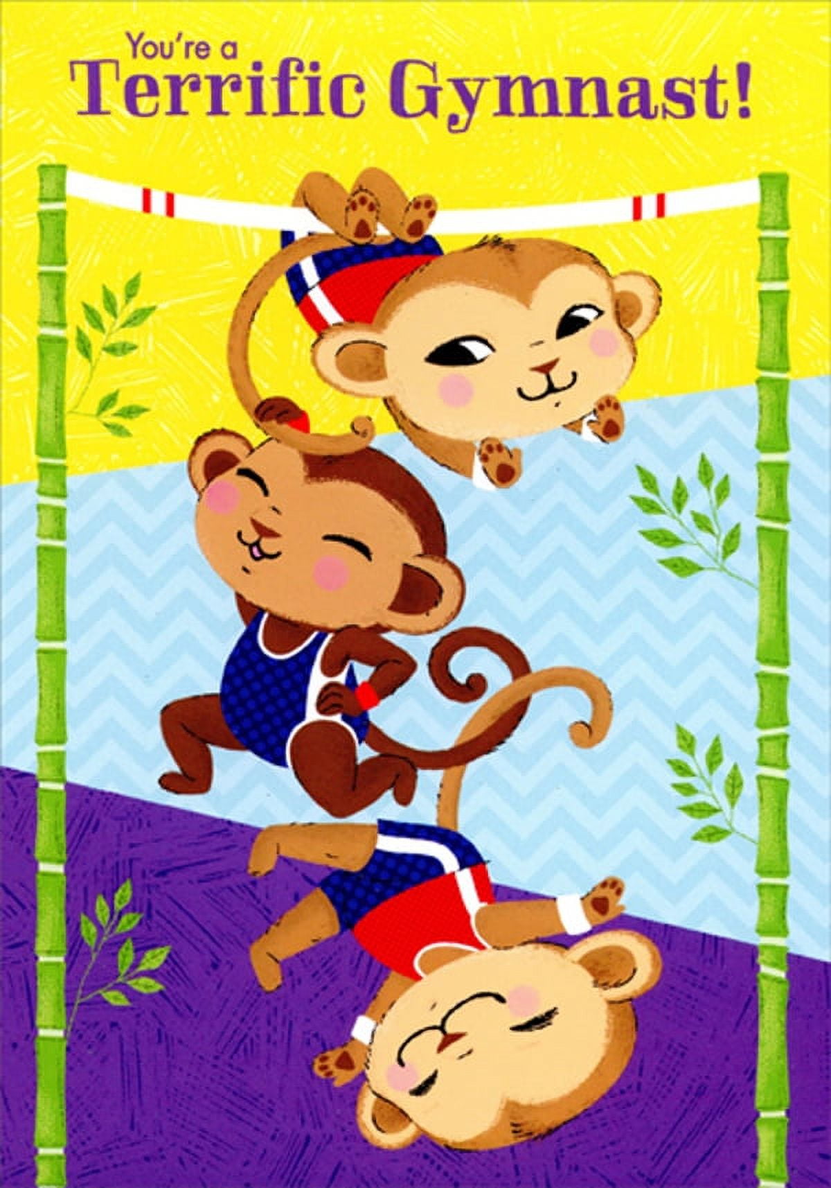 Designer Greetings Terrific Gymnast Monkeys Gymnastics Congratulations ...