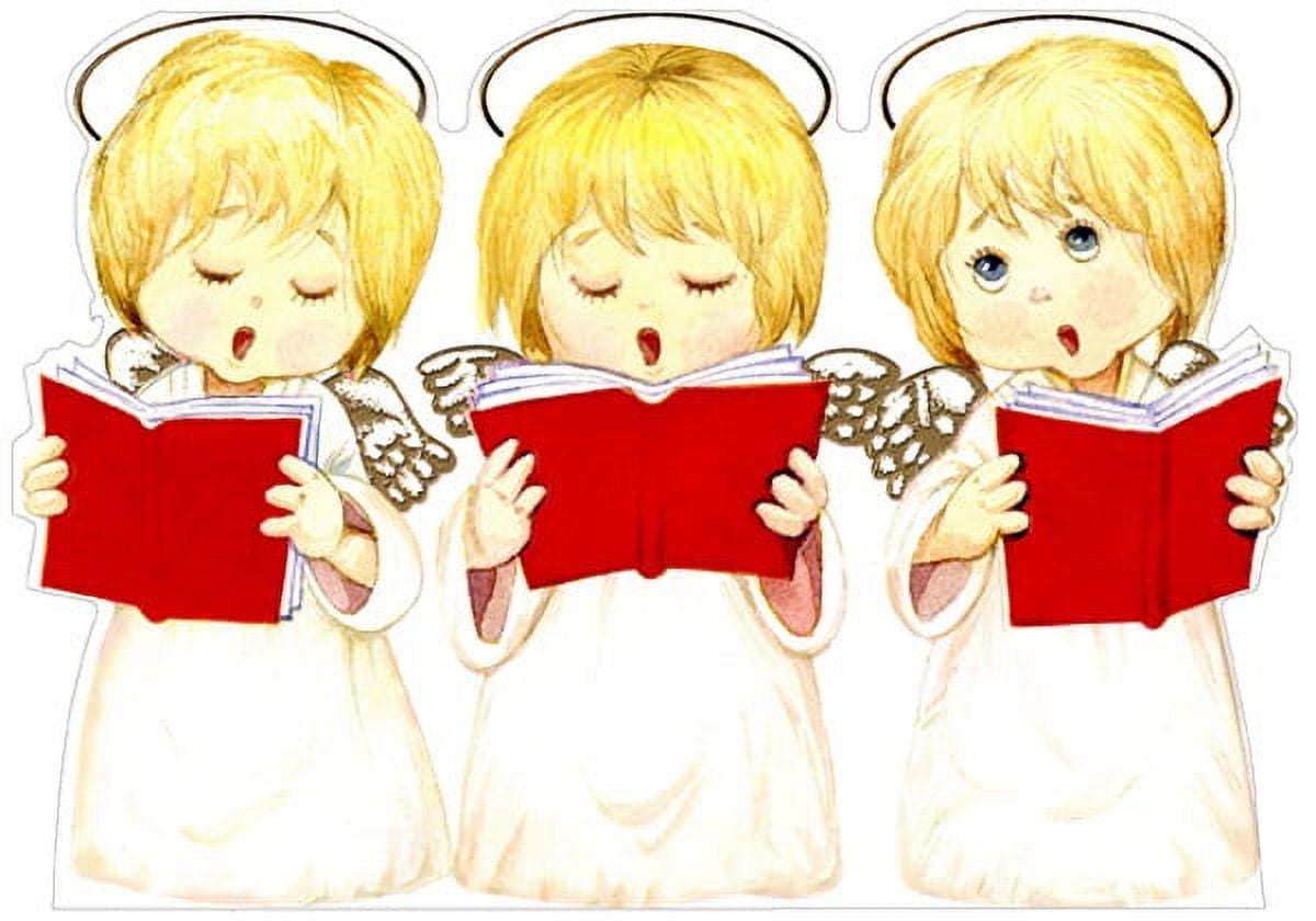 Designer Greetings Three Cute Angels with Song Books Die Cut Religious ...