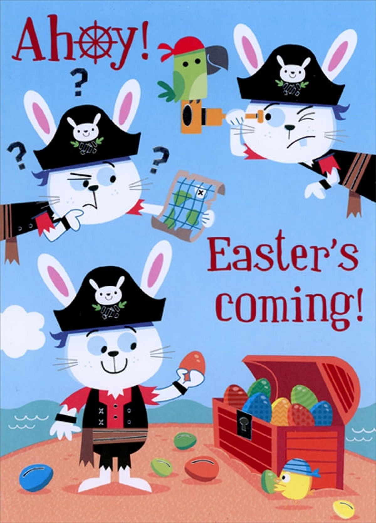 Designer Greetings Three Pirate Rabbits and Treasure Chest of Eggs ...