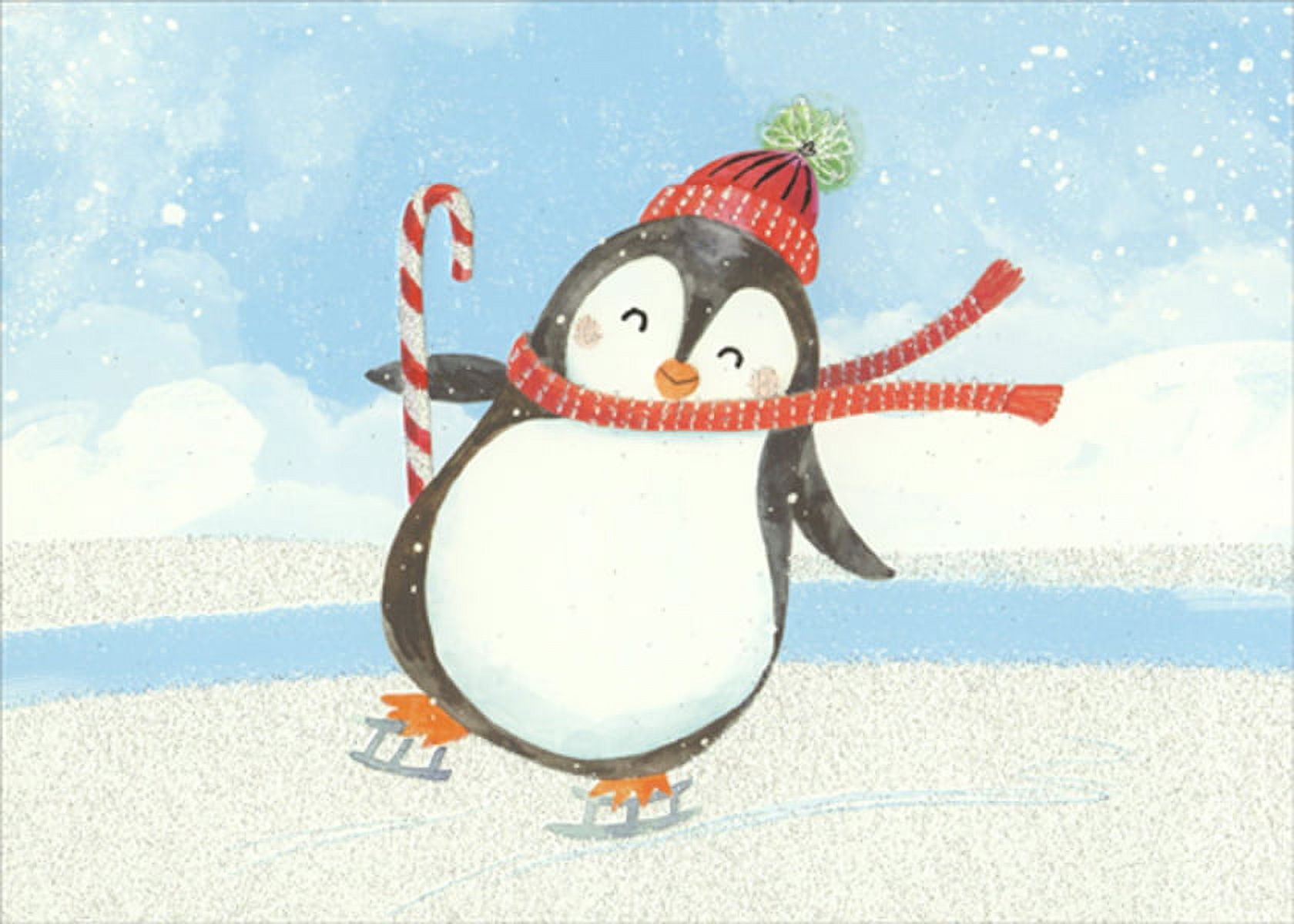 Designer Greetings Tiny Penguin Ice Skating Box of 18 Christmas Cards ...